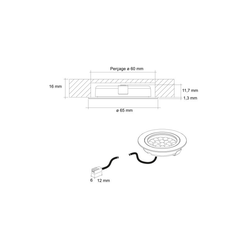 Kit de 2 ou 3 spots LED extra-plat 12V - Accessoires cuisines
